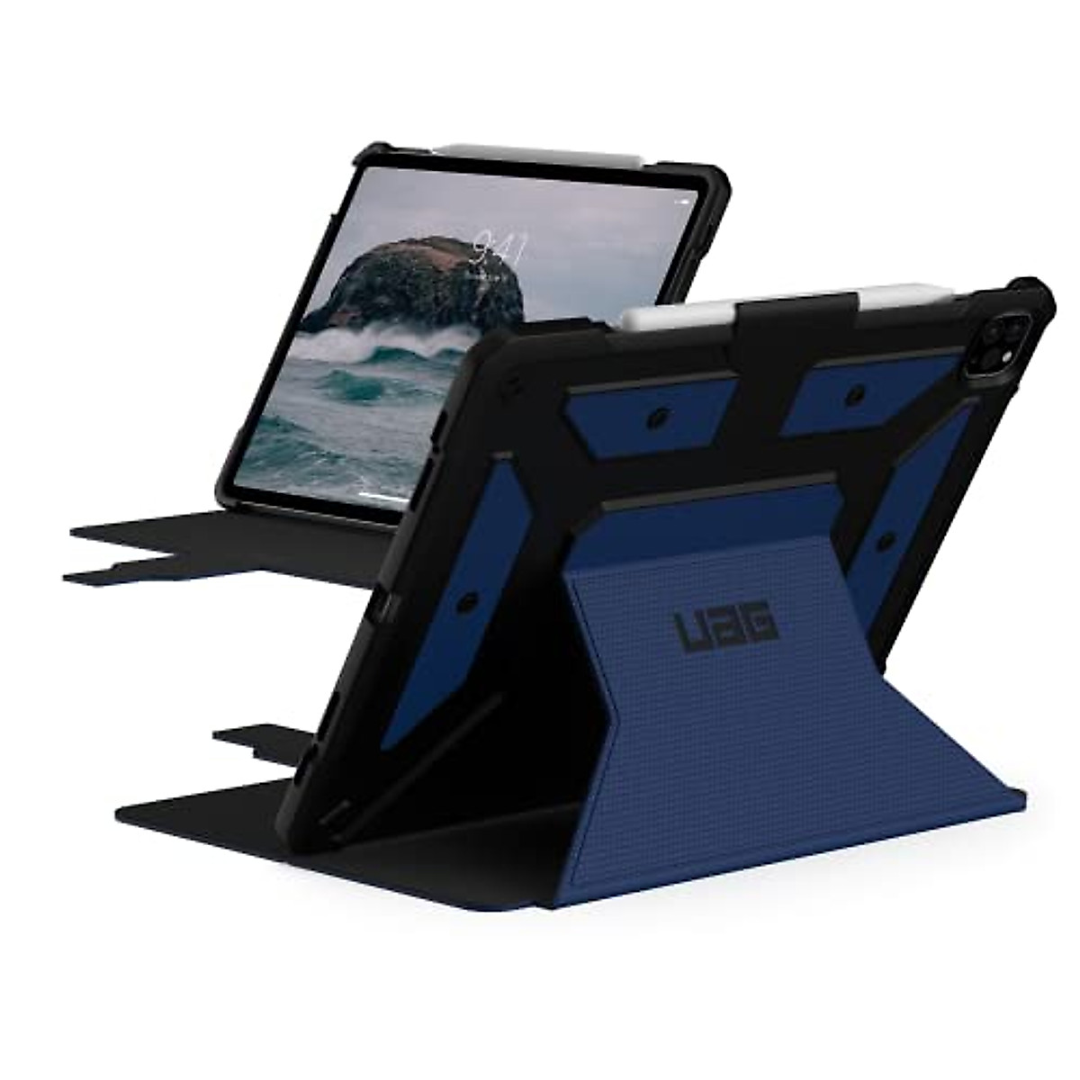 URBAN ARMOR GEAR UAG iPad Pro 12.9" (6th Gen 2022, 5th Gen 2021) Case Blue Cobalt Metropolis Rugged Heavy Duty Protective Cover Multi-Angle Viewing Folio Stand with Pencil Holder