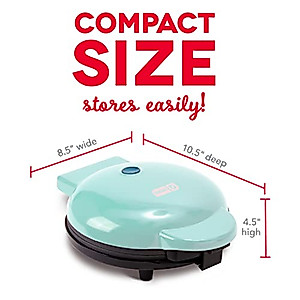 DASH Express 8” Waffle Maker for Waffles, Paninis, Hash Browns + other Breakfast, Lunch, or Snacks, with Easy to Clean, Non-Stick Cooking Surfaces - Aqua