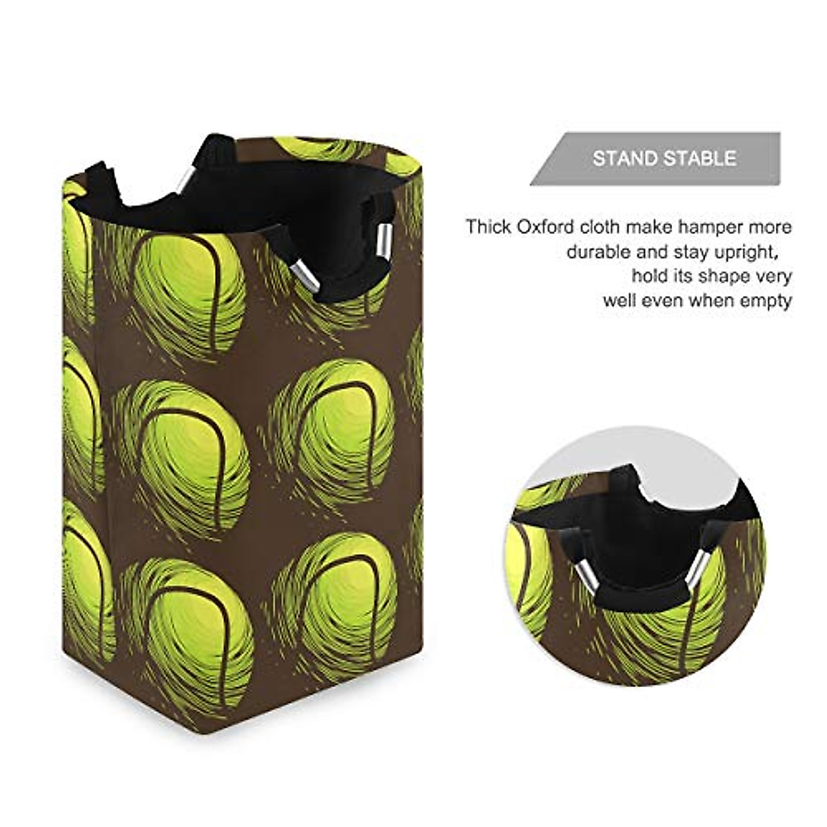 DOMIKING Sport Tennis Ball Laundry Hamper 12.6 x 11 x 22.7 Inch Collapsible Organizer Basket Clothes Laundry Basket Storage Organizer for Toy Collection