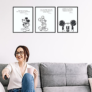 BigWig Prints Mickey Mouse Wall Decor - Mickey Mouse Wall Art Quotes, Nursery Decor Pictures, Motivational Inspirational Room Decoration Posters, Bathroom Art Classroom - Unframed 3 Pack (8x10)