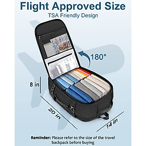 DEEGO Carry on Backpack, 40L Flight Approved Travel Backpack for Men Women, Extra Large International Travel Luggage Backpack Water Resistant Weekender Overnight Bag Daypack Fit 17 Inch Laptop, Black