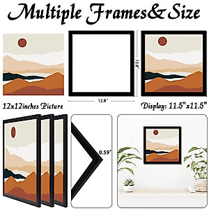 ijuerybai Black 12x12 Picture Frame Set of 3, High Transparent Frame for 12 By 12 Square Photo Collage Canvas Poster Size Wall Mount and Tabletop Horizontally Vertically (Black, 12 x 12 inches)
