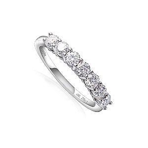 Ladylike Moissanite Wedding Band 18K White Gold Plated 925 Sterling Silver Wedding Rings 0.7ct D Color VVS1 Lab Created Diamond Half Eternity Wedding Band Stackable Ring for Women (4.5)