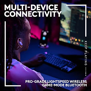 Logitech G FITS True Wireless Gaming Earbuds, Custom Molded Fit, Lightspeed + Bluetooth, Four Beamforming Microphones, PC, Mac, PS5, PS4, Mobile, Nintendo Switch - White