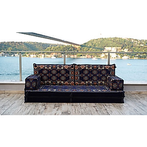 8'' Thickness Navy Blue Arabic Sofa Floor Seating Set, Sofa Bed, Pallet Sofa, Floor Cushions, Sectional Sofa, Arabic Majilis, Ottoman Couch, Arabic Jalsa