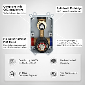 KES Shower Faucet Set, 10 Inches Rain Shower Head with Handheld Spray, Shower System Pressure Balance Wall Mounted (cUPC Certified Shower Valve Included), Matte Black, XB6230-BK