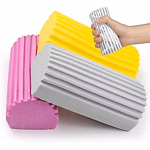 BITOPE 3 Pack Natural Duster, Magical Dust Cleaning Sponge, Duster for Cleaning Venetian & Wooden Blinds, Vents, Radiators, Skirting Boards, Gray +Pink+Yellow