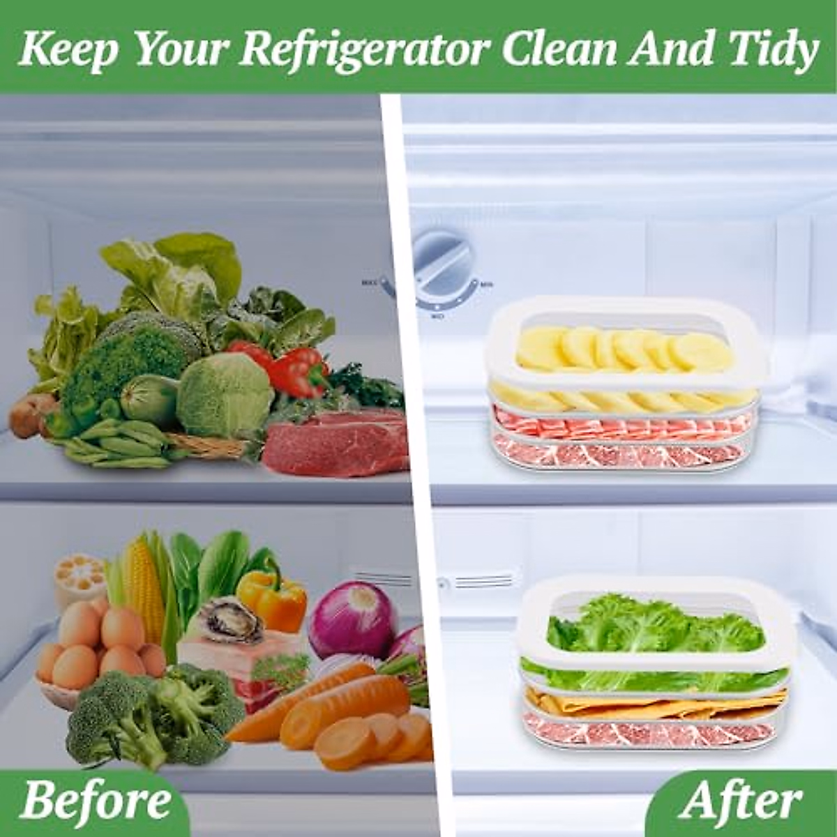 Feunu Deli Meat Container for Fridge, 3pcs BPA-Free Rectangular Lidded Box with Flip Top Lid, 18.6oz Each, 5x6 inches