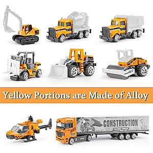 Coolplay Construction Vehicle Toy Set, Little Die Cast Car Toy Forklift, Bulldozer, Excavator, Mixer, Dump Truck Toy for Kids 3 4 5 6 Years Old