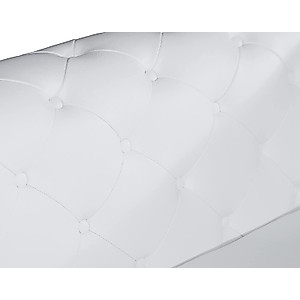 Blackjack Furniture Modena Modern Italian Leather Living Room Tufted Sofa, White