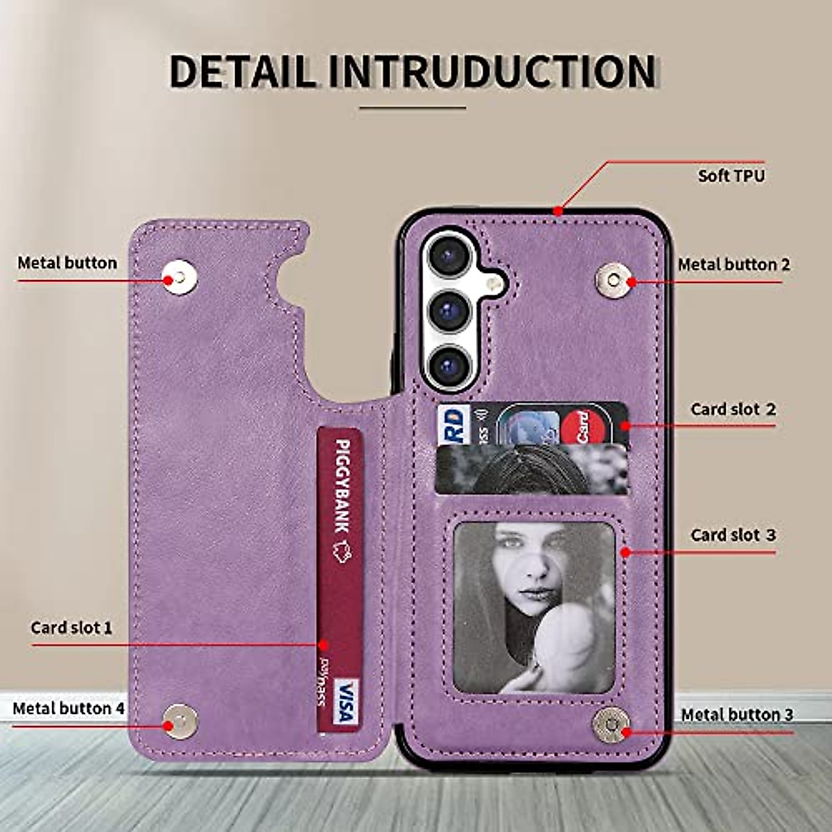 YWKJ Compatible with Samsung Galaxy A54 5G Case Wallet with Card Slot Butterfly Embossing Flip Leather Magnetic Clasp Protective Phone Case for Samsung Galaxy A54 Case Wallet(Purple-6.4 inch)
