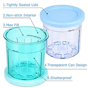 VanlonPro 16oz ice cream Containers Replacement for Ninja Creami Pints and Lids - 4 Pack, Compatible with NC301 NC300 NC299AMZ Series Ice Cream Makers, Airtight, Leak Proof & Dishwasher Safe