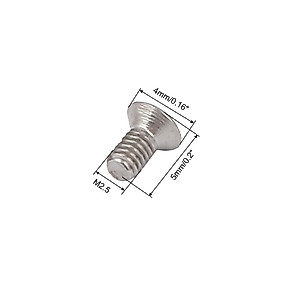 uxcell M2.5-0.45 x 5mm Fine Thread 304 Stainless Steel Phillips Flat Countersunk Head Machine Screws 50pcs