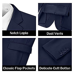 Navy Blue Suit Blazer for Men Slim Fit Bussiness Wedding Prom Party Dinner Suit Jacket Lightweight Casual Sport Coat Jacket L
