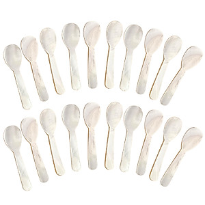 ZUDKSUY 20pcs Caviar Spoons Shell Spoons Mother of Pearl Spoons Mask Spoontea Spoons Dessert Spoons Suitable for Caviar, Jam, Ice Cream, Restaurant, Dessert