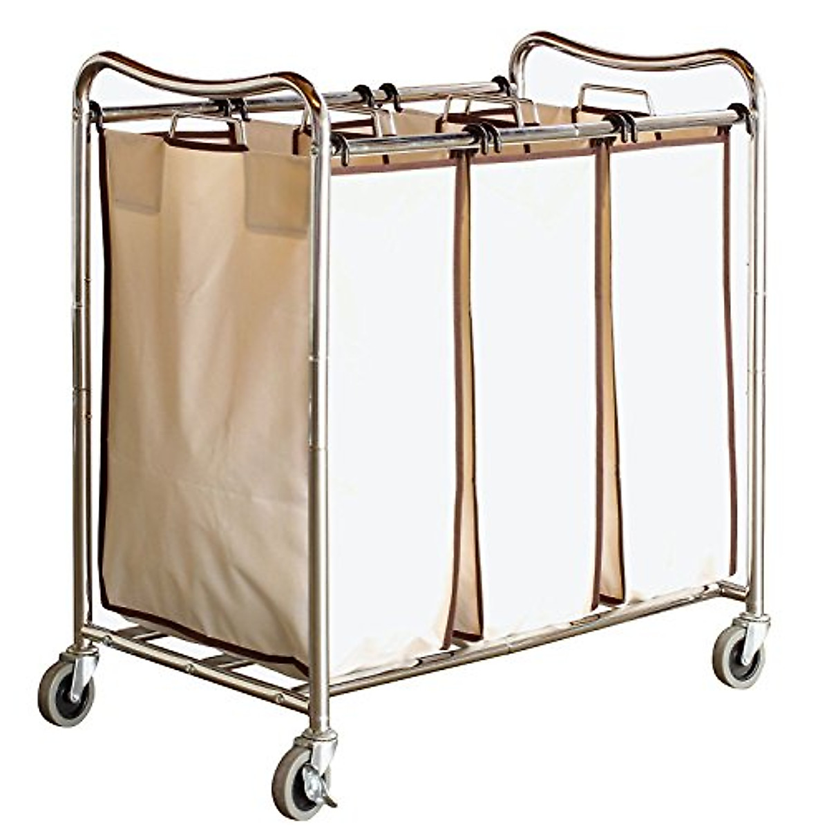 AUEY Heavy-Duty 3-Bag Laundry Sorter Cart Hamper Organizer
