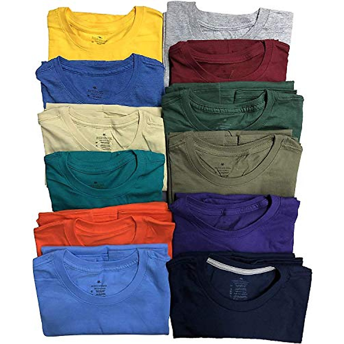 BILLIONHATS 12 Pack Plus Size Men Cotton T-Shirt Bulk Big Tall Short Sleeve Lightweight Tees