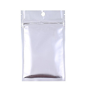 100PCS Matte Clear/Blue/Silver Metallic Mylar Foil Flat Ziplock Bags 9.5x17cm (3.7x6.7")