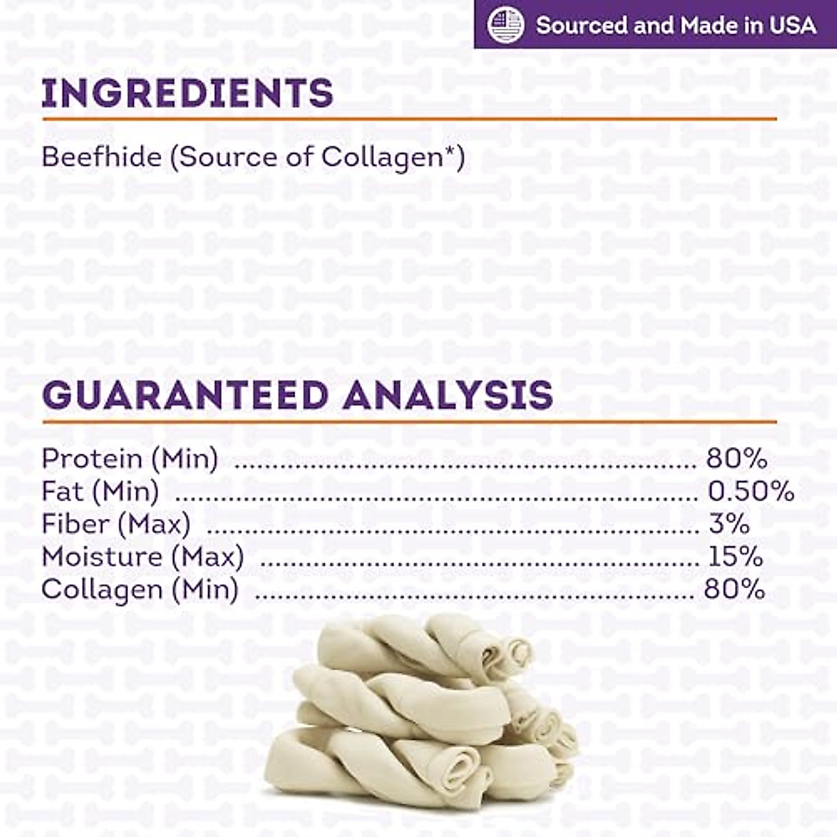 Treatly USA Collagen Twist 6-7" Dog Chew Treats - Natural Flavor, 6 Count/1 Pack