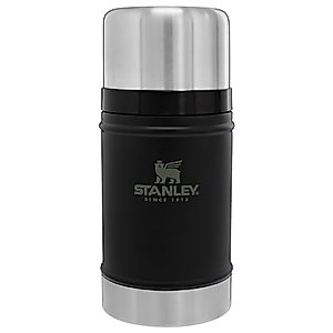 Stanley Classic Legendary Large Food Jar 24 oz | Vacuum Insulated Thermos Food Container | Wide Mouth Screw On Lid | Packable for Travel | Stainless Steel with Leakproof Lid | BPA-Free | Matte Black
