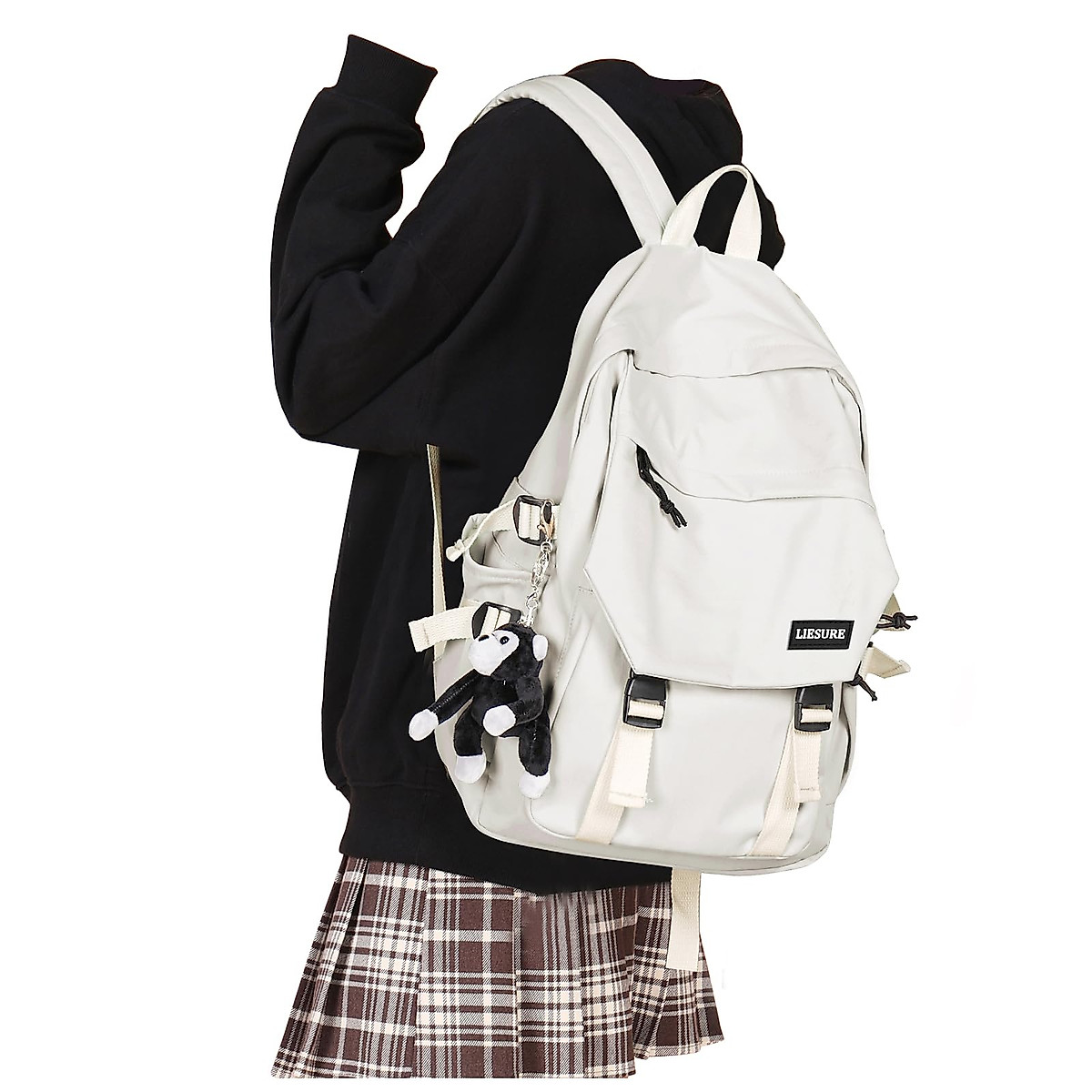 Lightweight School Bag Casual Daypack College Laptop Backpack for Men Women Water Resistant Travel Rucksack for Sports High School Middle Bookbag for girls（White）