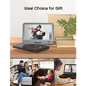 YOTON 12.5" Portable DVD Player with 10.5" HD Swivel Screen for Car and Kids, with Car Charger and AC Adaptor, Supports 4-6 Hours Built-in Battery and USB/SD Card/Sync TV [Not Support Blu-Ray]