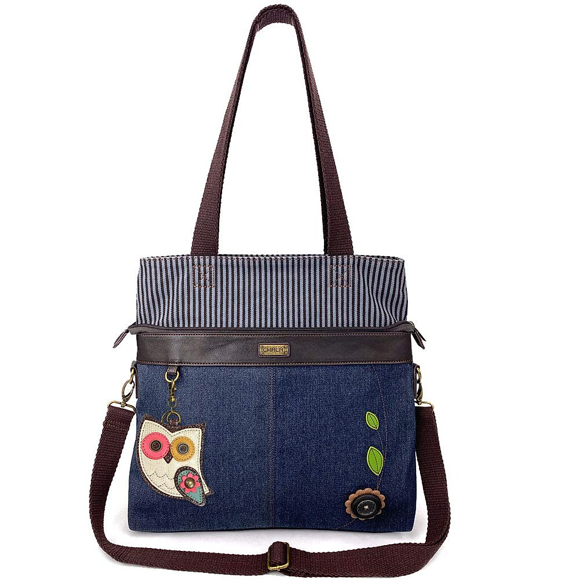 Chala Patch Cross-Body Canvas Messenger Bag- Owl-II (Mauve Red)