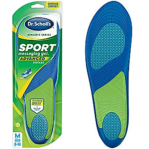 Dr. Scholl’s Sport Insoles Superior Shock Absorption and Arch Support (for Men's 8-4, Also Available for Women's 6-0), 1 Pair & Work Massaging Gel Advanced Insoles for Men Shoe Inserts