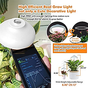 GrowLED Umbrella Herb Garden Grow Light, Height Adjustable, 7ft Cord, 8/12/16 Hours Automatic Timer, 10-Level Brightness, 3 Optional Spectrums, Suitable for Desktop/Large/Hanging Planters, White