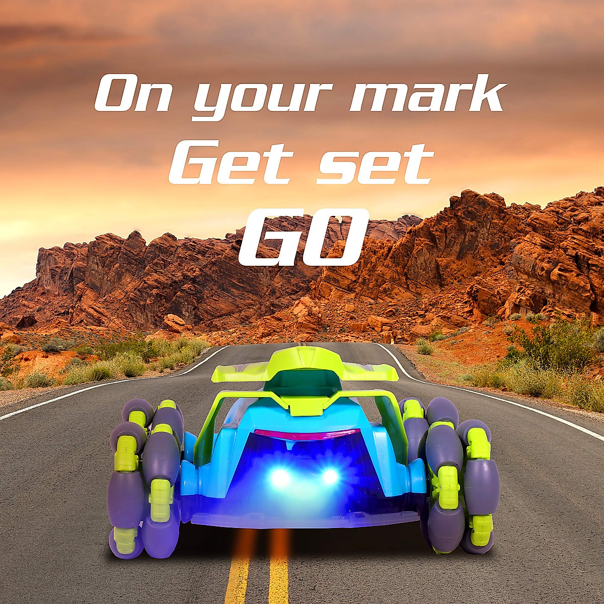 Contixo 2.4GHz Remote Control Car with 360° Rotating, Blue Smoke, One-Key Demonstration, One-Key Programming, Realistic Sounds & Lights, High Performance RC Car for Boys and Girls (SC4)