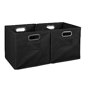 Set of 2 Cubo Foldable Fabric Bins- Black
