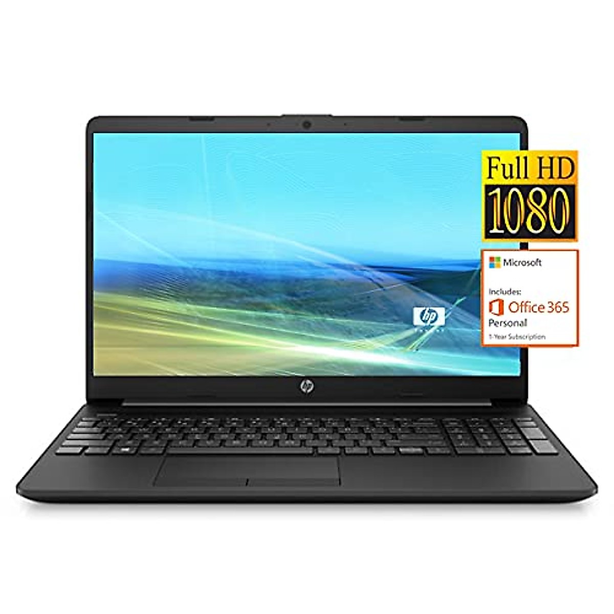 HP 2021 Notebook 15 Laptop, 15.6" Full HD 1080P Display, Intel Celeron N4020 Processor, 16GB DDR4 Memory, 512GB SSD, 1-Year Microsoft Office 365, Webcam, Type-C, RJ-45, HDMI, Windows 10 S