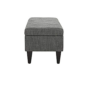 Amazon Brand – Rivet Maple Channel Tufted Upholstered Rectangular Storage Ottoman with a Soft-Close Hinge, 45.3"W, Dark Grey