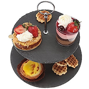 Evco International Creative Home 2 Tier Stand with Handle, Slate