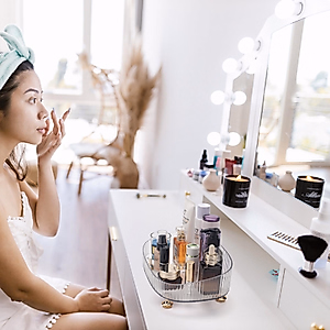 Makeup Perfume Organizer, Bathroom Vanity Tray, Decorative Dresser Tray, Countertop Organizer Tray for Cosmetics, Clear