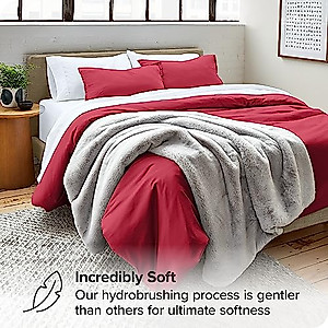 Bare Home Duvet Cover Queen Size - Premium 1800 Super Soft Duvet Covers Collection - Lightweight, Cooling Duvet Cover - Soft Textured Bedding Duvet Cover (Queen, Red)