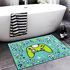 Gamepad Joystick Area Rug 4x6 Questions Exclamation Non Slip Large Rugs for Living Room Bedroom Absorbent Washable Carpet with Rubber Backing Indoor Outdoor for Dorm Backyard Patio