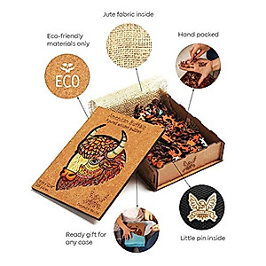 Wooden Jigsaw Puzzles for Adults and Kids Unique Shaped Jigsaw Puzzles Premium Gift Box - American Buffalo EAGLEWOOD
