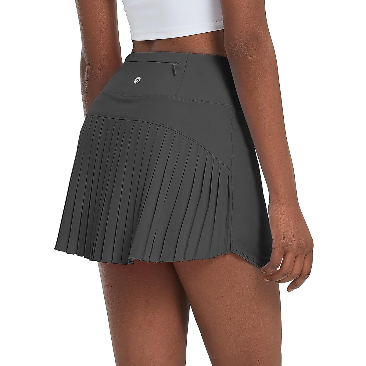 BALEAF Women's Pleated Tennis Skirts High Waisted Lightweight Athletic Golf Skorts Skirts with Shorts Pockets Gray Medium