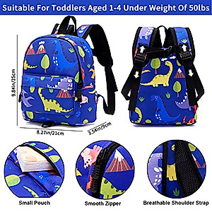 Accmor Toddler Harness Backpack Leash, Baby Dinosaur Backpacks with Anti Lost Wrist Link, Cute Mini Child Harnesses Leashes for Walking, Keep Kids Close Back Pack Rope Tether Rein for Boys Girls(Blue)