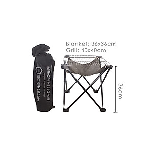 DesignNest, FoldingFire BBQ Grill, Foldable, Portable Firepit with Stainless Steel Cooking Grate, Campfire, Outdoor Fire Pit, Bonfire, Backyard Fireplace, Carrying Bag Included, Medium, Black