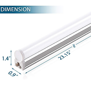 Barrina T5 2FT LED Shop Light, 6500K (Super Bright White), Utility Shop Light, Ceiling and Under Cabinet Light, ETL Listed, Corded Electric with Built-in ON/Off Switch, 6 Pack