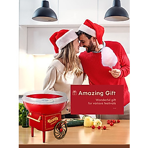 FOHERE Cotton Candy Machine for Kids, Nostalgia Cotton Candy Maker Include Sugar Scoop and 10 Cones, Homemade Sweets for Birthday Parties, Children's Day, Christmas Day and Wedding
