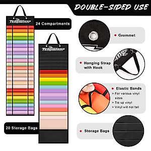 TECKWRAP Vinyl Roll Holder, Vinyl Roll Storage Organizer Black Double-sided Wall-mount with 44 Compartments Craft Vinyl Storage Organizer