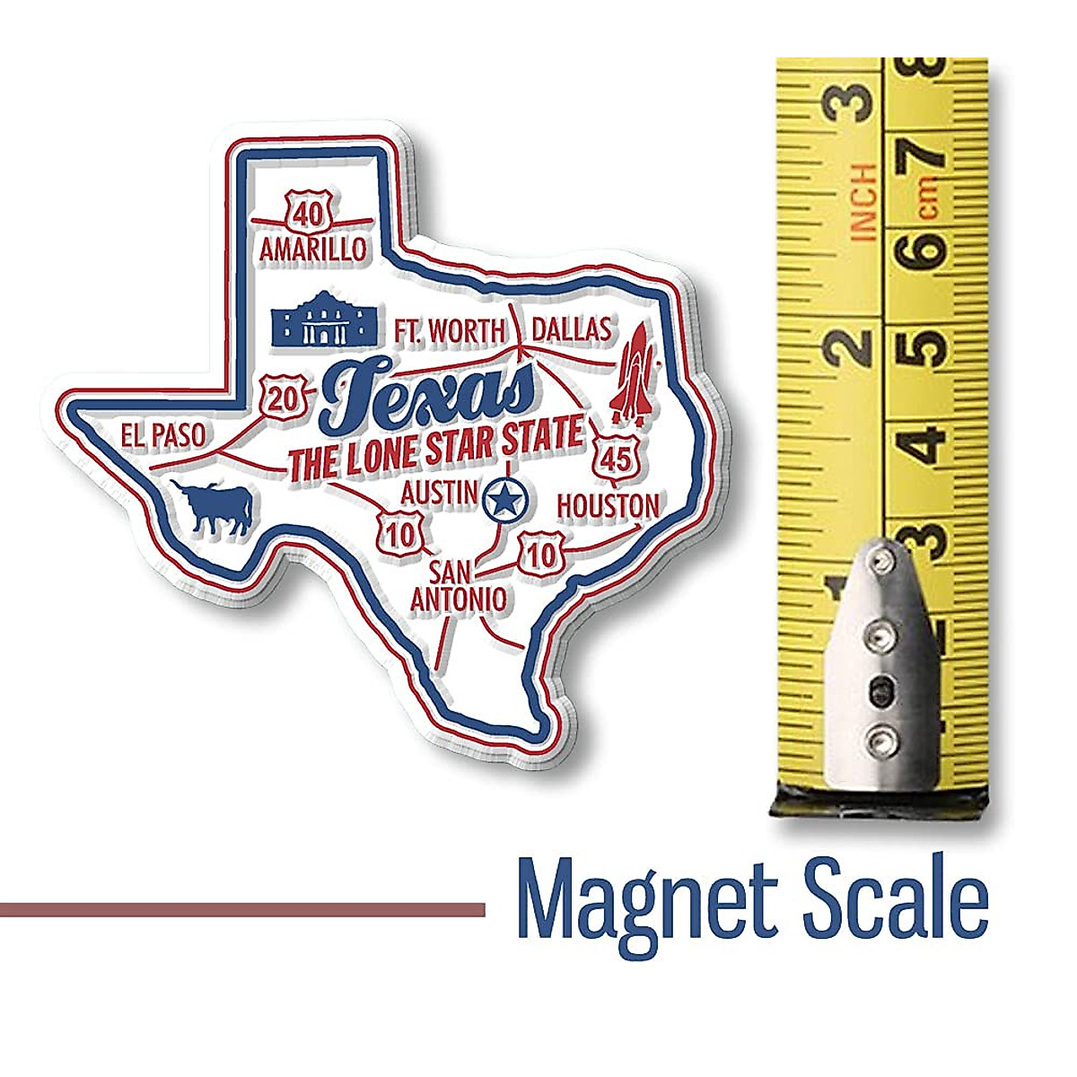 Texas Premium State Magnet by Classic Magnets, 2.8" x 2.6", Collectible Souvenirs Made in The USA
