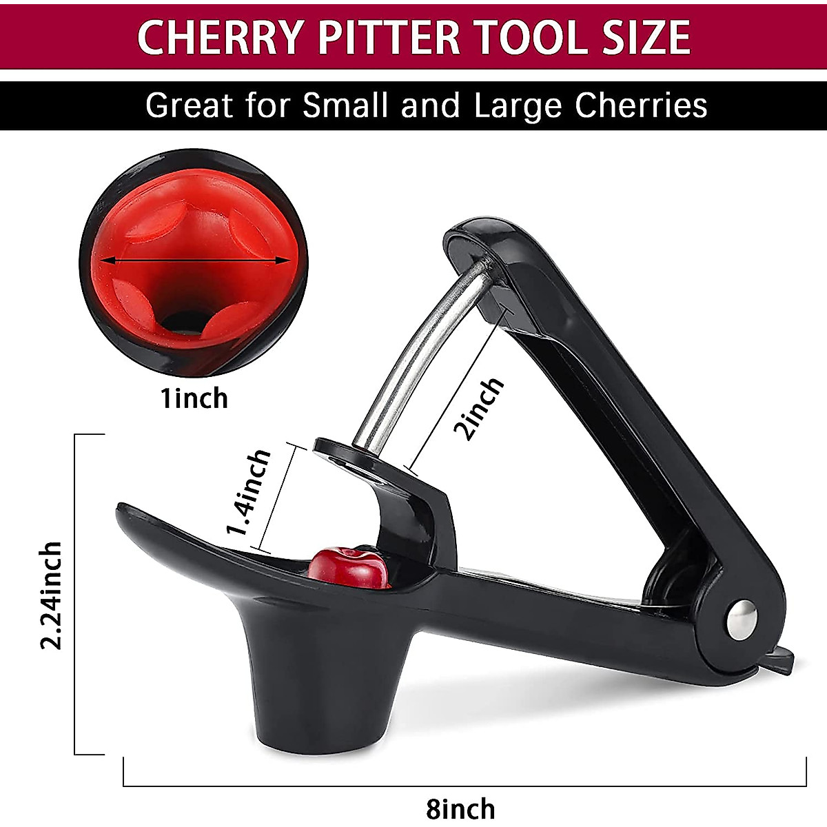 Cherry Pitter - Heavy-Duty Olive and Cherry Pitter Corer Tool with Space-Saving Lock Design, Multi-Function Cherries Stoner Seed Remover Tool for Make Fresh Cherry Dishes