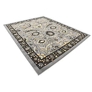Unique Loom Espahan Collection Area Rug - Cape Cod (8'x 10' Rectangle, Dark Gray/ Black)