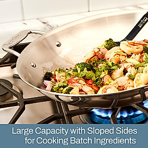 All-Clad D3 3-Ply Stainless Steel Wok 14-Inch, Induction Compatible, Oven Broiler Safe 600F, Stir-Fry Pan, Fast and Even Heat, Cookware, Frying Pan, Kitchen Essential, Pots and Pans, Silver