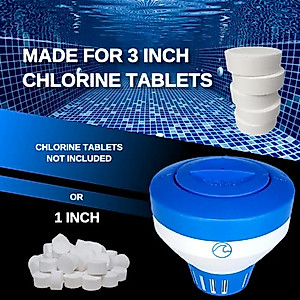 Cclear Pool Chlorine Floater for 3 inch Chlorine Tablets, 40% Thicker Walls, 7 inch Large Chlorine Dispenser for Inground and Above Ground Swimming Pool, 2 Year Warranty (for 3-inch Chlorine Tablets)