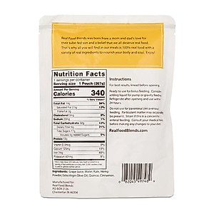 Real Food Blends Quinoa, Kale & Hemp - Pureed Food Meal for Feeding Tubes, 9.4 oz Pouch (Pack of 12 Pouches)